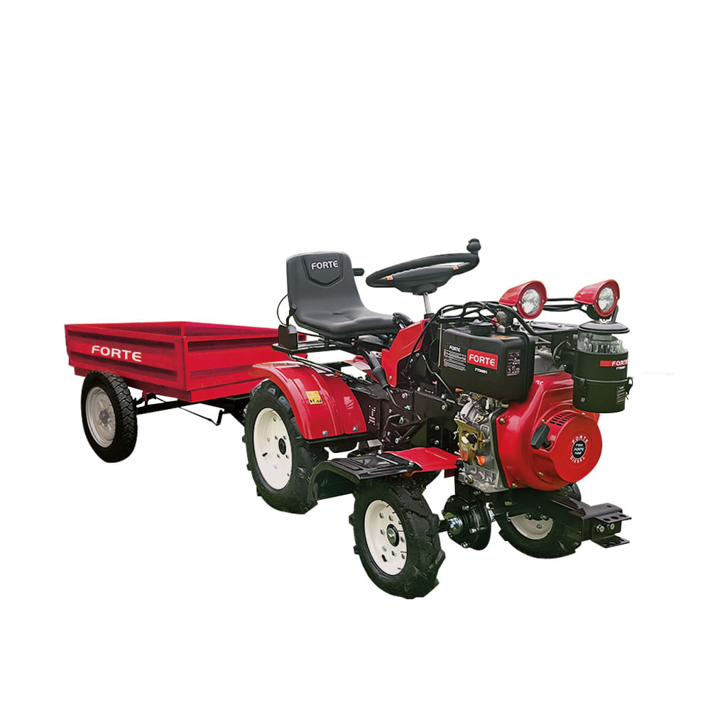 Minitractor motoazada diésel FORTE, arranque eléctrico con remolque FTD001-TR - Tienda Forte